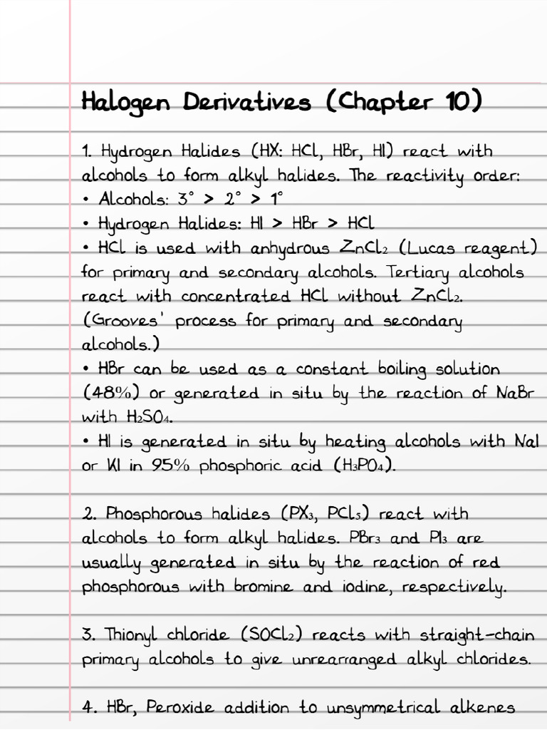 Halogen Derivatives Handwritten Notes | PDF