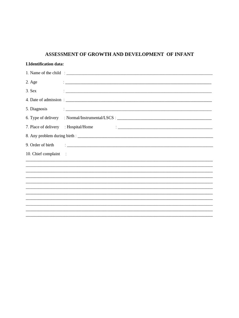 Assessment of Growth and Development of Infant, Toddler & Preschooler ...