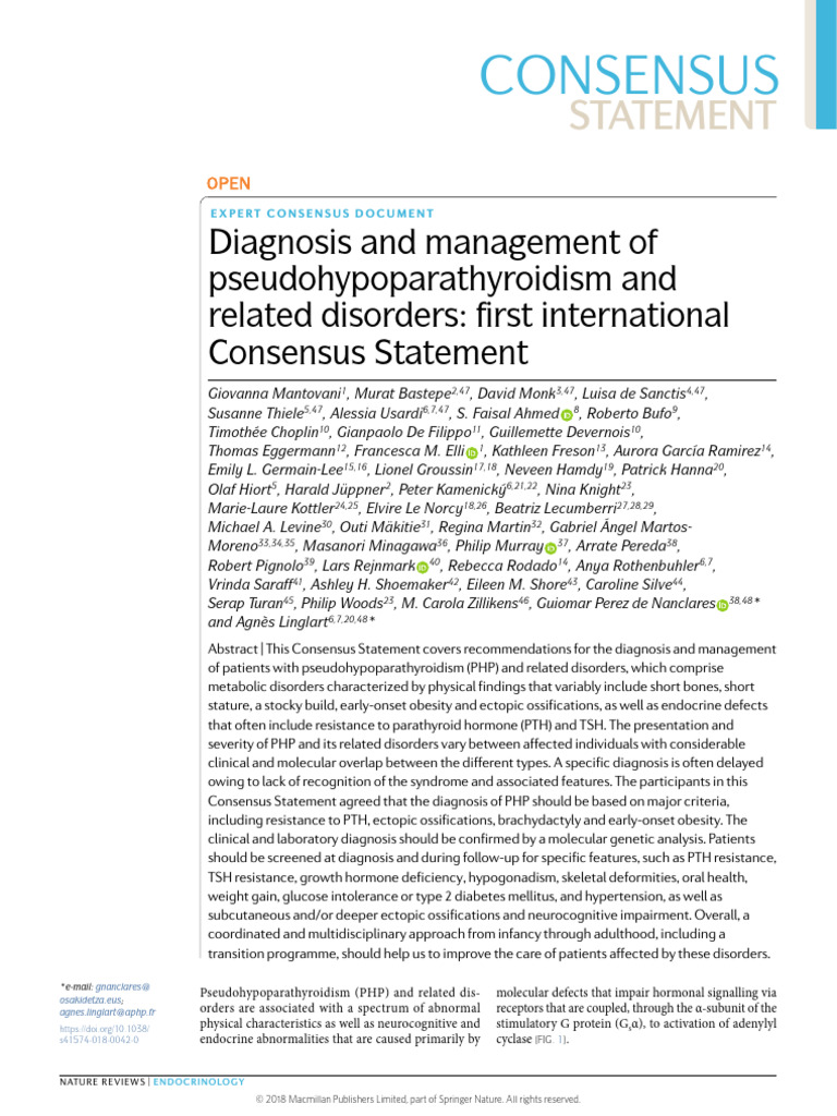 2018 PHP Consensus | PDF | Endocrinology | Biochemistry