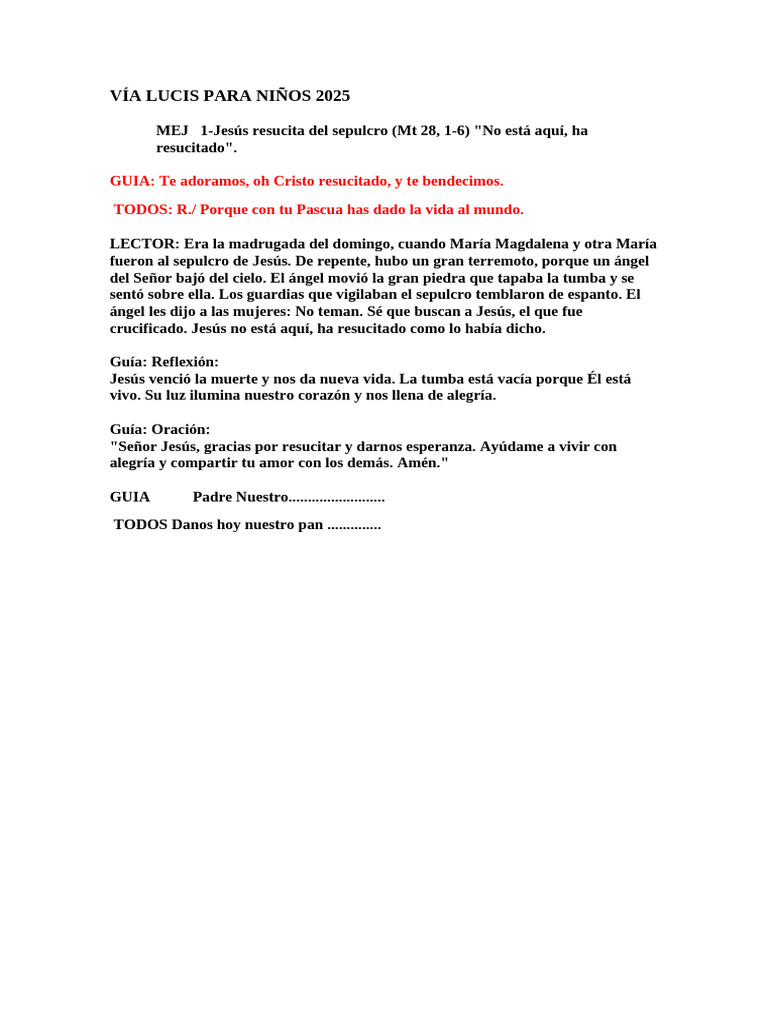 Vía Lucis para Niños 2025.mej | PDF