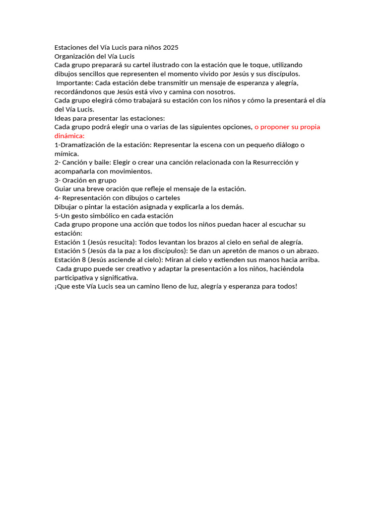 Organización Del Vía Lucis 2025 | PDF