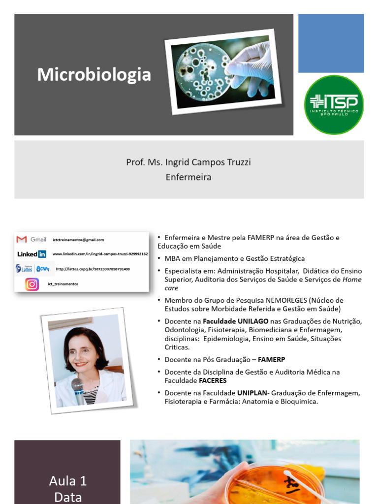 Aula 1 Microbiologia 10-02-25 | PDF | Microrganismo | Microbiologia