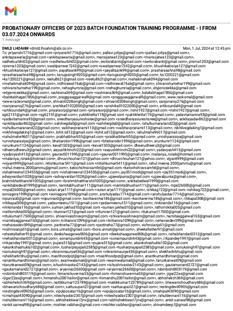 Gmail - Probationary Officers of 2023 Batch Foundation Training Programme - I From 03.07.2024 ...