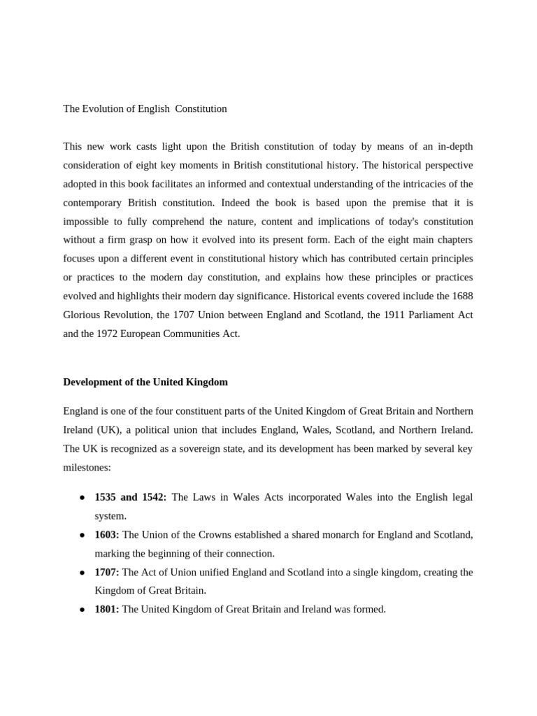 Key Moments in British Constitution Evolution | PDF | Constitution ...