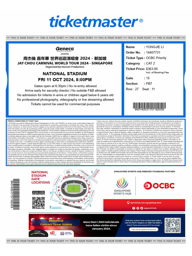 Zhoujielun ticketmaster | PDF