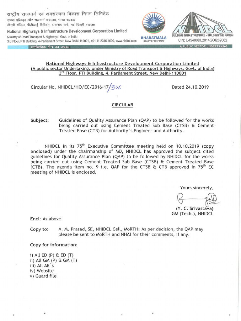 Guidelines of Quality Assurance Plan (QAP) To Be Followed For The Works ...