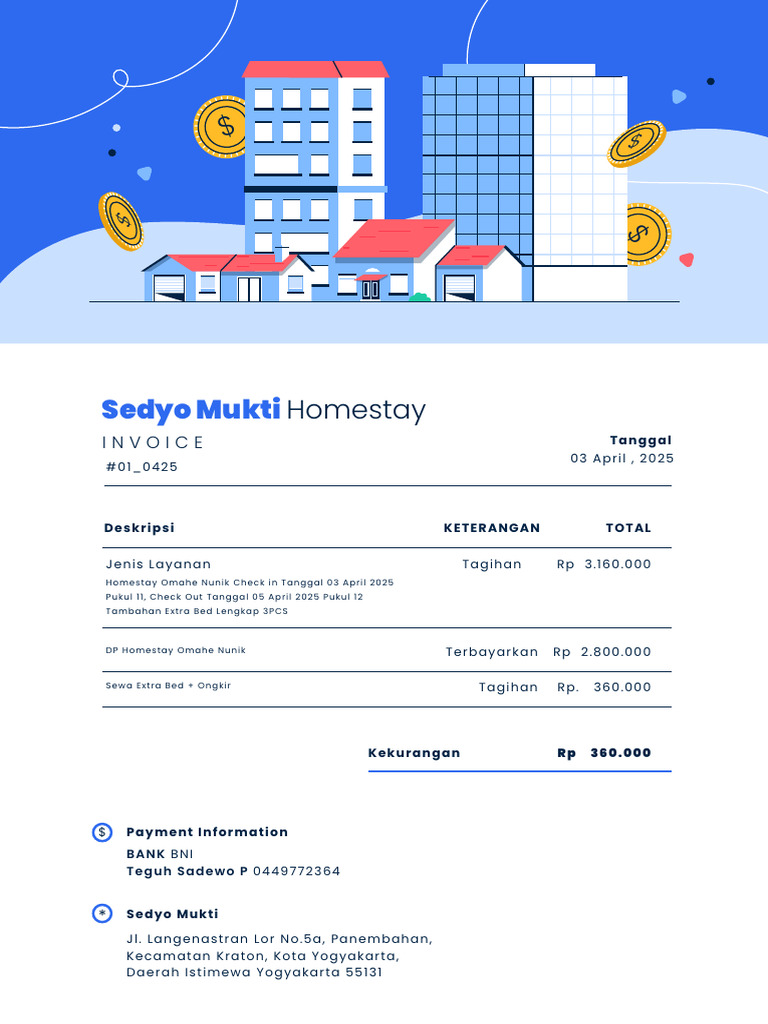 Invoice Homestay Omahe Nunik 20250402 | PDF