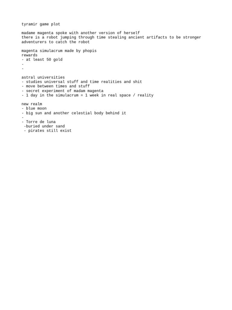 Tyramir Game: Time-Traveling Robot Quest | PDF