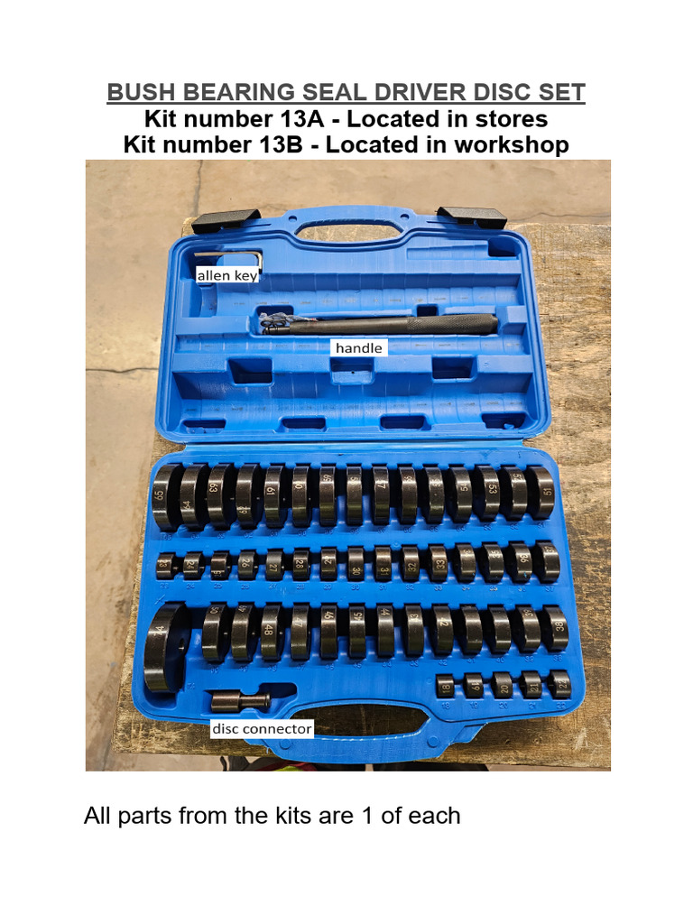 Bush Bearing Seal Driver Disc Set | PDF