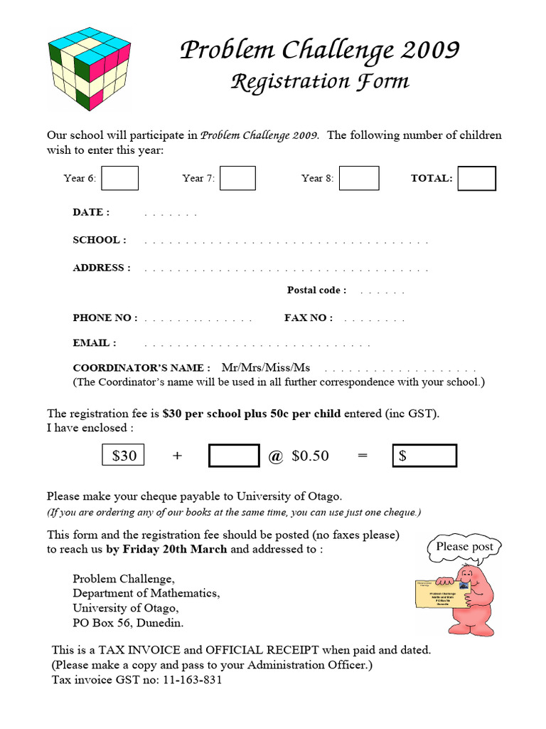 #Problem Challenge Registration Form - 2009 | PDF