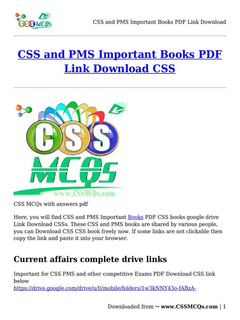 CSS and PMS Important Books PDF Link Download | PDF | Science | Liberal ...