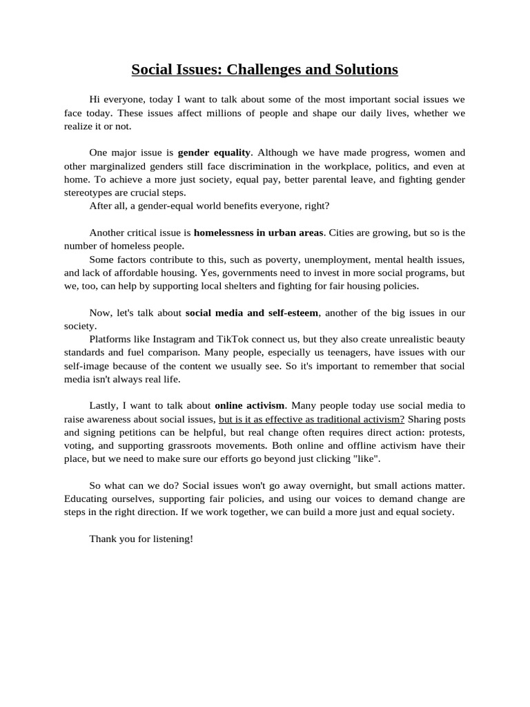 Social Issues - Challenges and Solutions | PDF