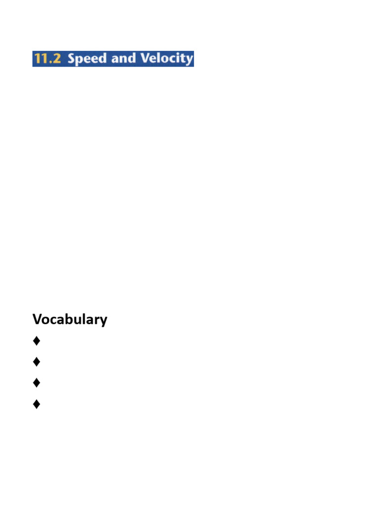 Chap11.2 Speed & Velocity | PDF