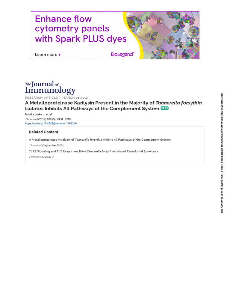 1101240 | PDF | Complement System | Biochemistry