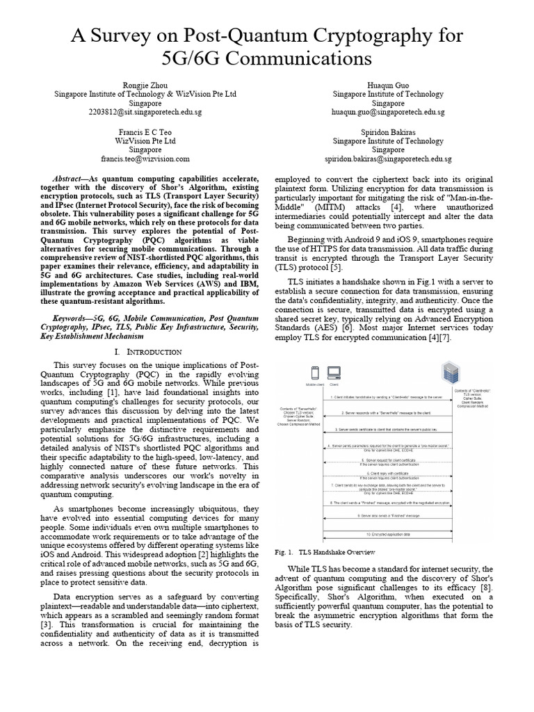 A Survey On Post-Quantum Cryptography For 5G6G Communications - v1.2 (Cleared) | PDF | Public ...