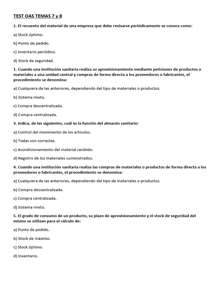 Test OAS: Temas 7 y 8 | PDF | Cheque | Factura