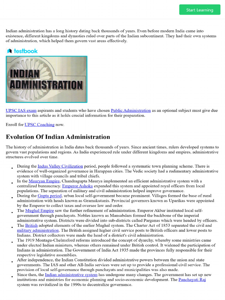 Indian Administration - Structure, Functions, and Challenges! | PDF