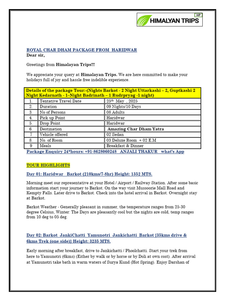 Best of Uttrakhand Package | PDF