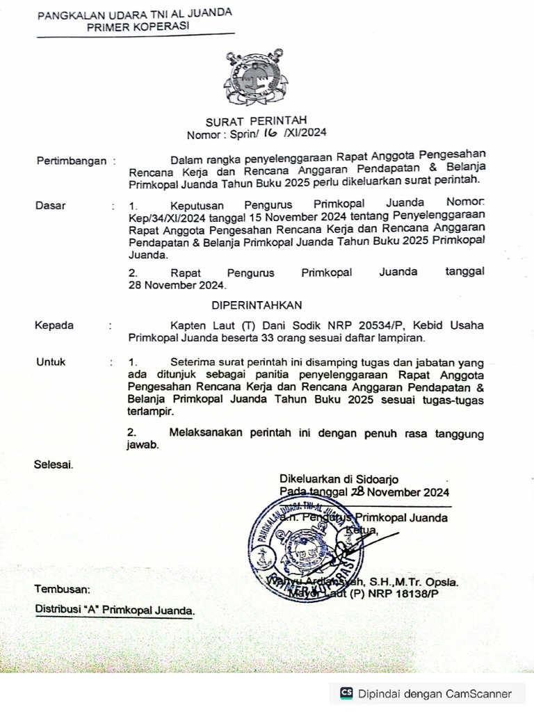 SP Panitia Rapat Anggota Pengesahan Rencana Kerja Dan Rencana Anggaran ...