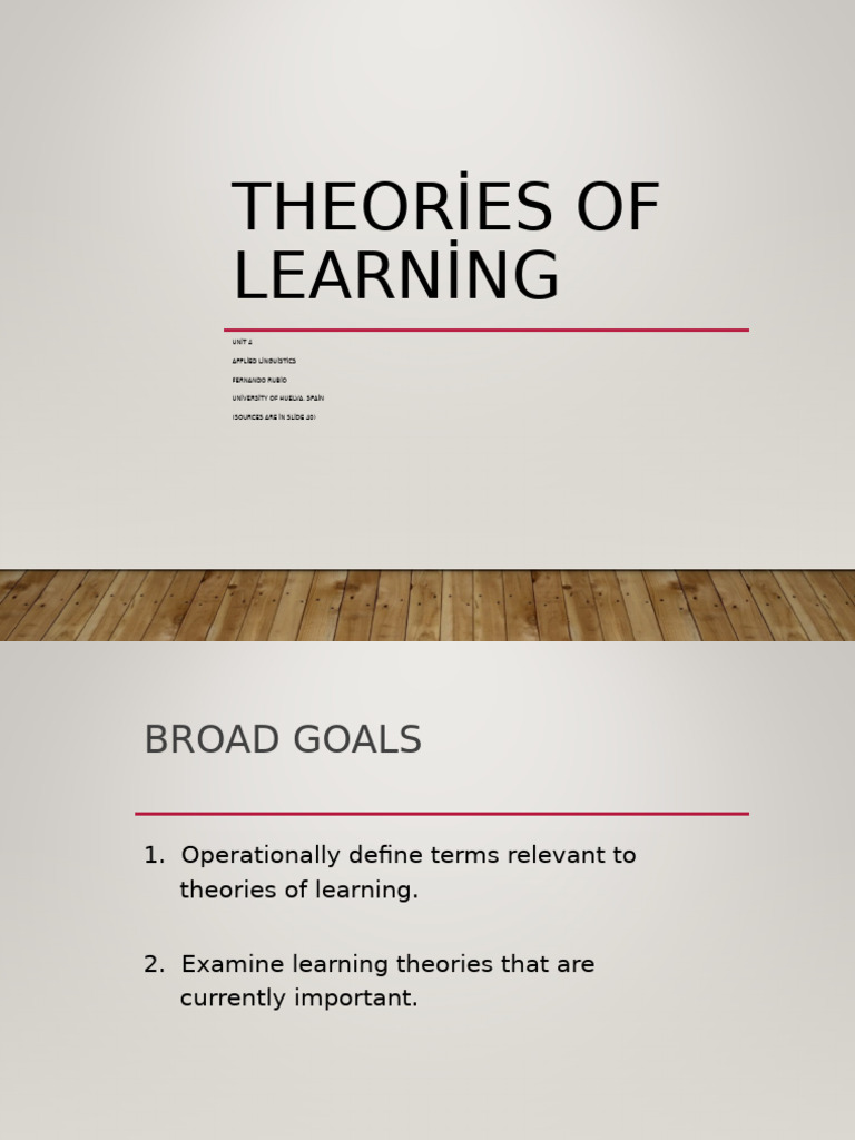 Theories of Learning (1) | PDF | Learning Theory (Education) | Learning