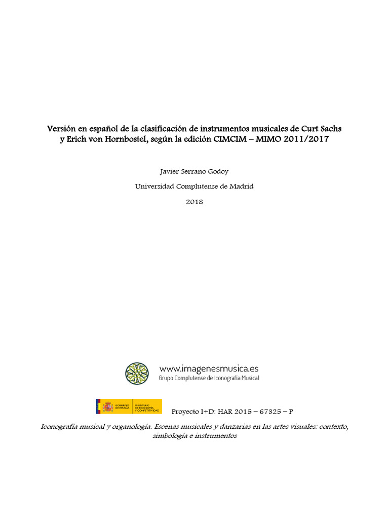 SERRANO 2018 Clasificación de Los Instrumentos Musicales CIMCIM-MIMO 2011-2017 | PDF ...