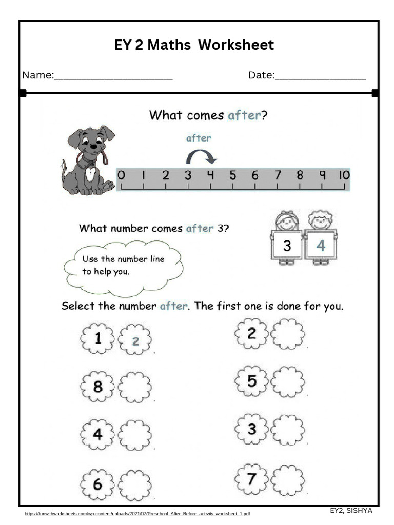 EY 2 Maths Worksheet: Name: - Date | PDF