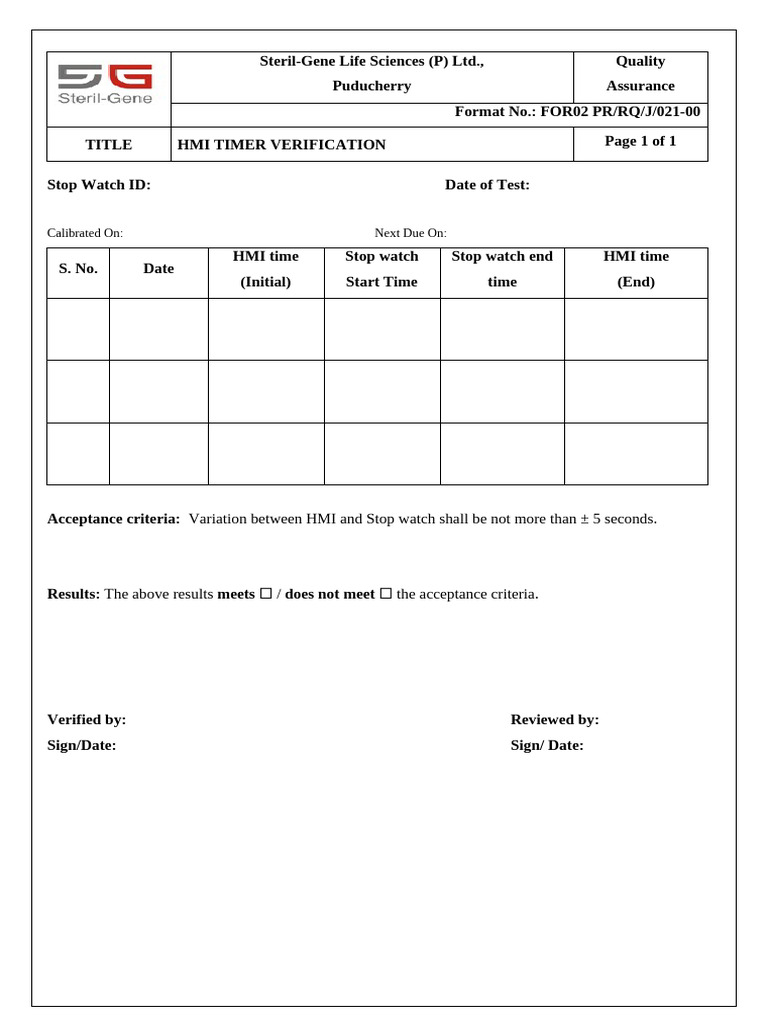 HMI Timer Verification Procedure | PDF