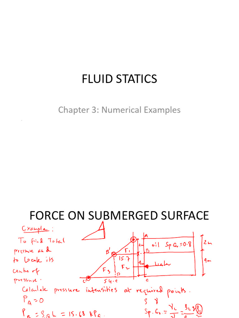 Fluid Statics: Numerical Examples Guide | PDF