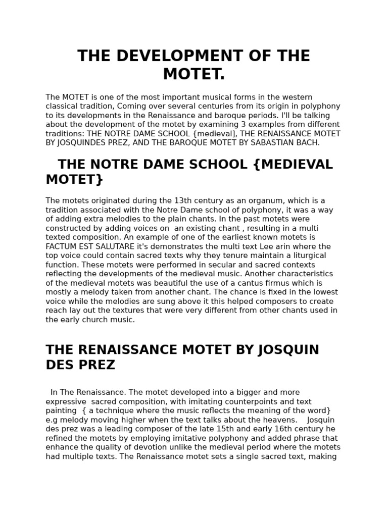 The Development of The Motet | PDF | Musicology | Classical Music