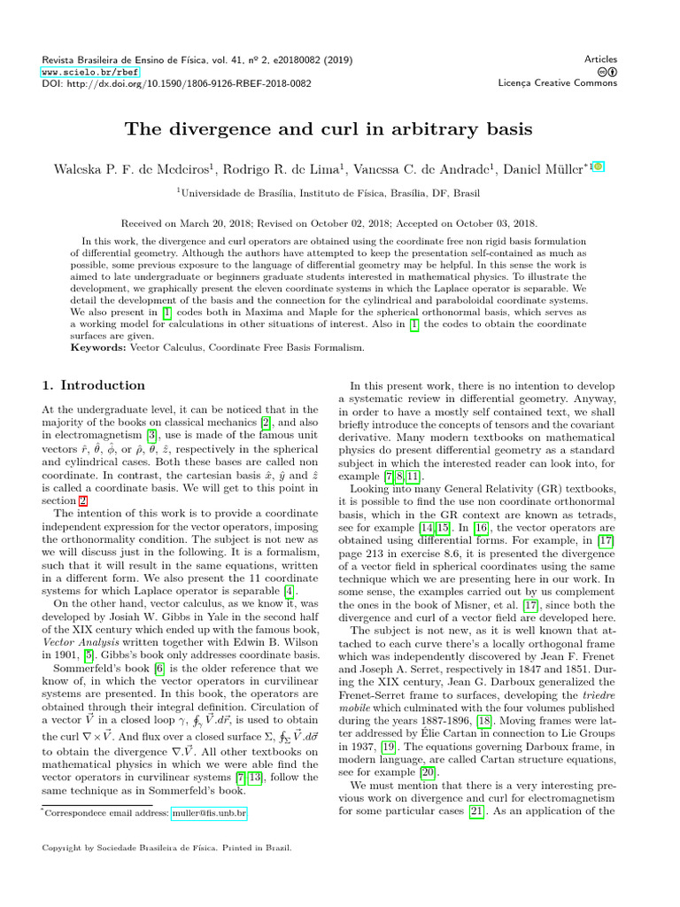 The_divergence_and_curl_in_arbitrary_basis | PDF | Euclidean Vector | Basis (Linear Algebra)