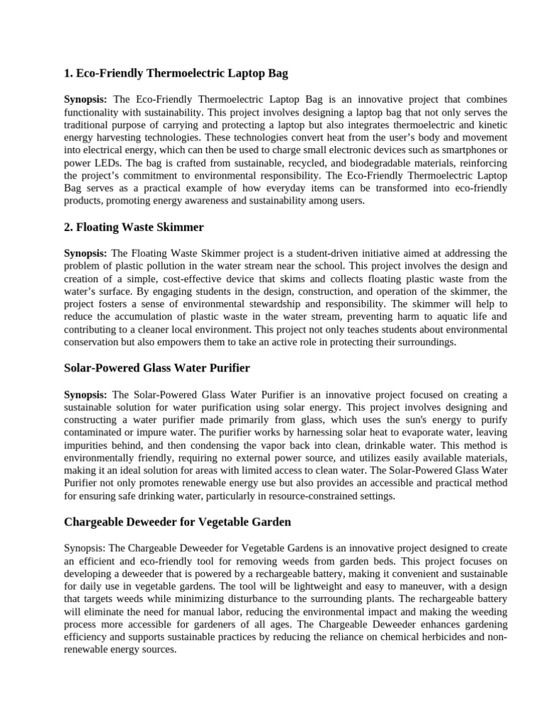 INSPIRE MANAK PROJECT PROPOSALS | PDF | Water | Wind Power