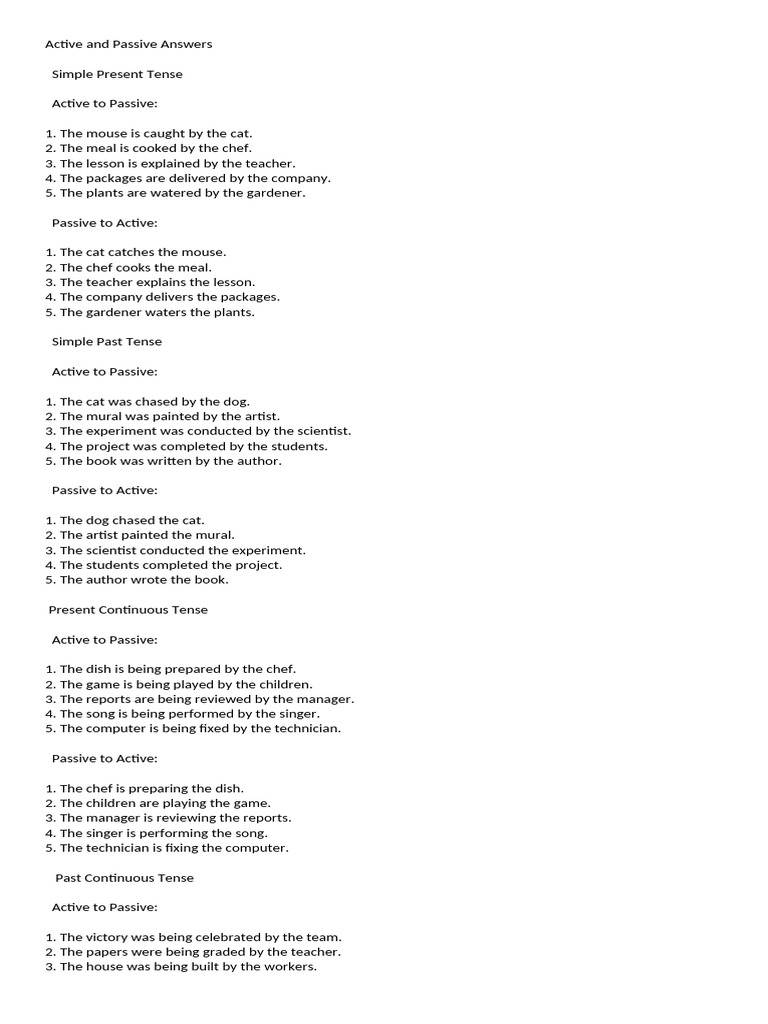 Active and Passive Voice Examples | PDF