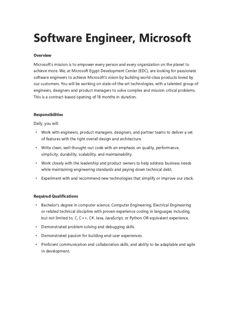 Software Engineering Role | PDF