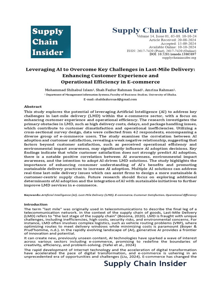 AI Solutions for Last-Mile Delivery Challenges | PDF | Visual Cortex ...