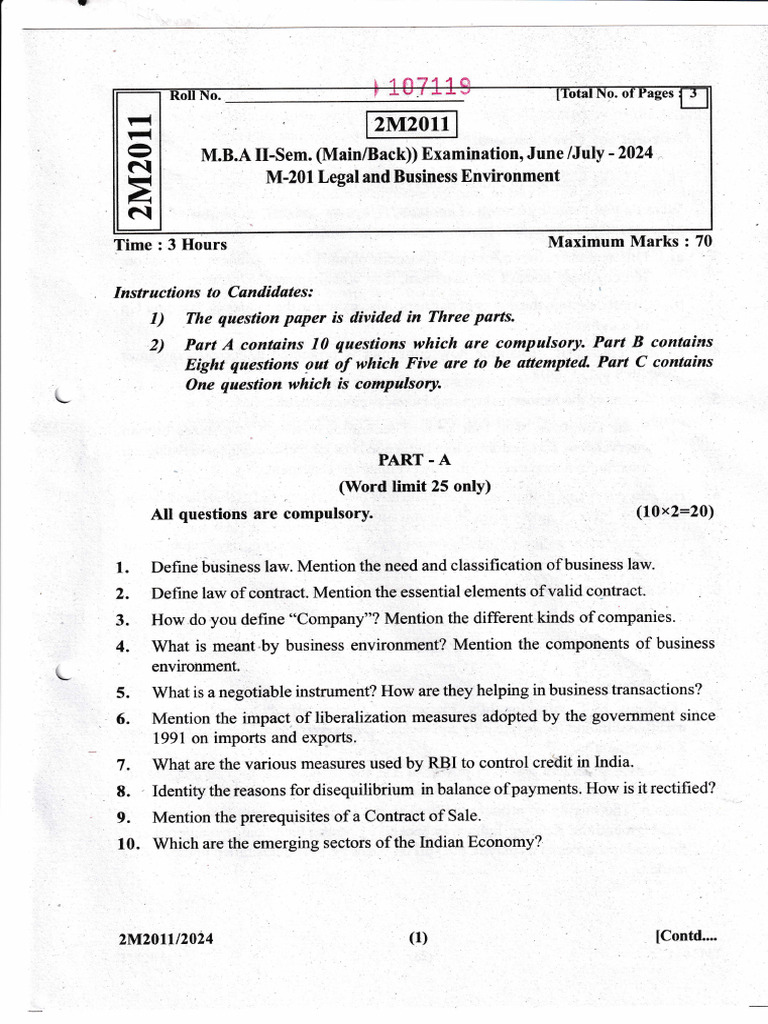 MBA II Semester 2024 Question Paper | PDF | Dividend | Private Sector