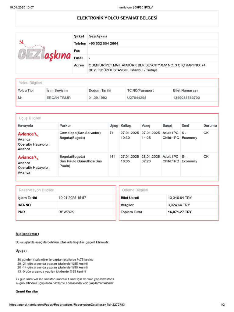 Ercan Timur Donus Avianca | PDF