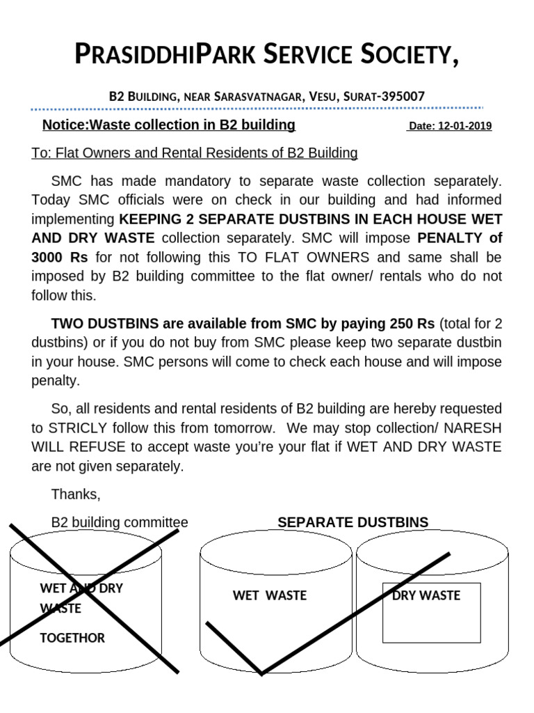 Notice Waste Collection | PDF