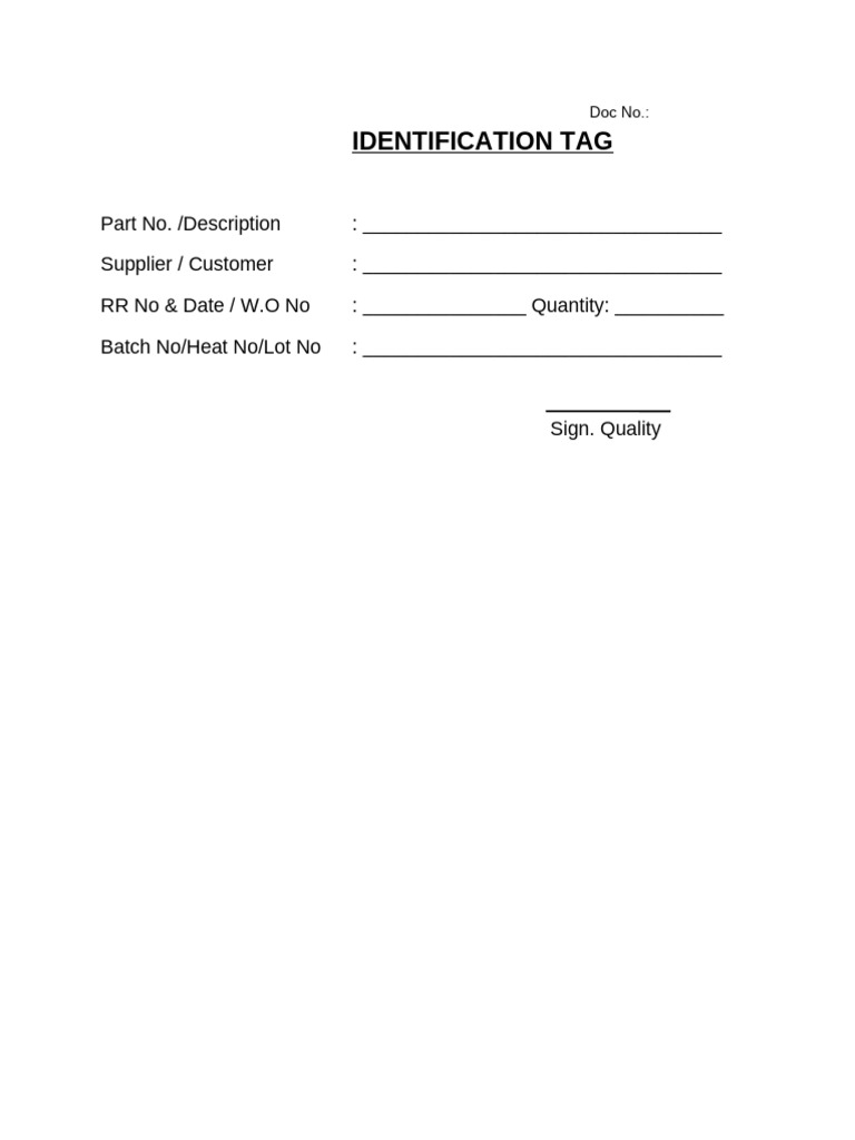 Identification Tag QA | PDF