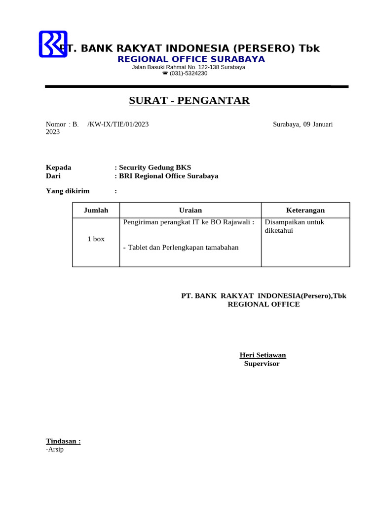 Surat Pengantar BKS | PDF