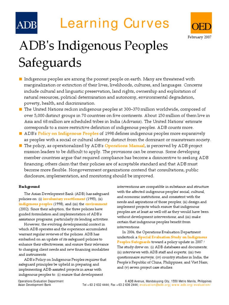 ADB Indigenous Peoples Safeguards Update | PDF | Asian Development Bank ...