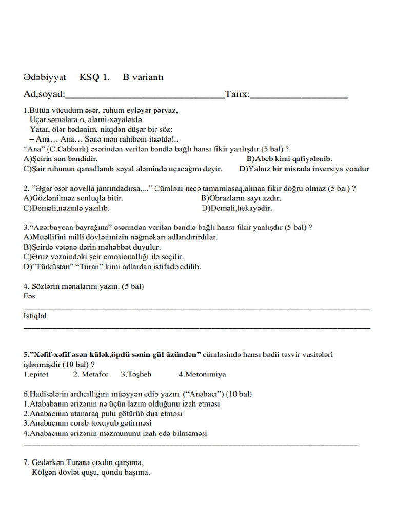 9 Ədəbiyyat KSQ 1b | PDF