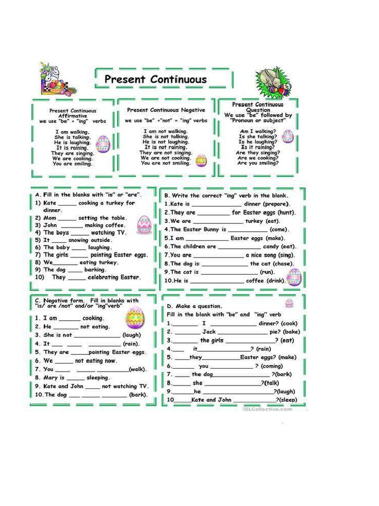 ejercicios PRESENT CONTINUOUS EXERCISES | PDF