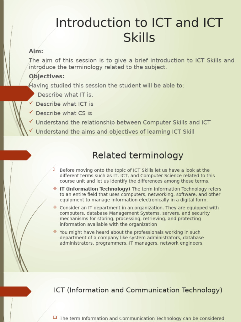 Introduction to ICT and Computer Basics | PDF | Information Technology ...