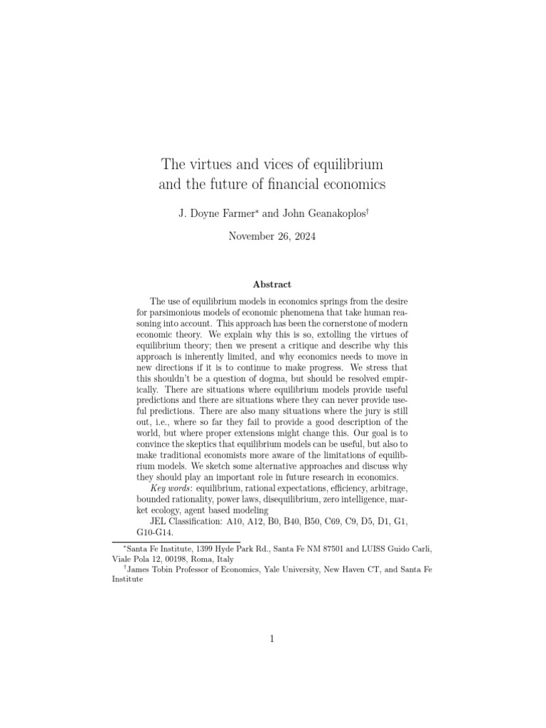 J. Doyne Farmer | PDF | Economics | Rationality