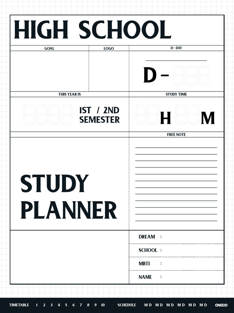 Highschool Study Planner - ver-B&W | PDF