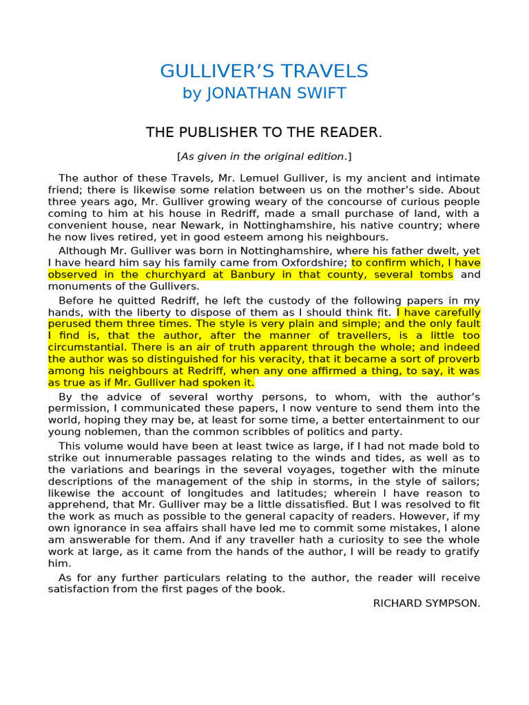 Gullivers Travels | PDF