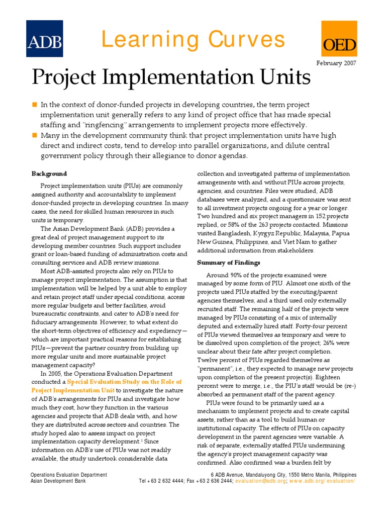 Project Implementation Units | PDF | Asian Development Bank | Project ...