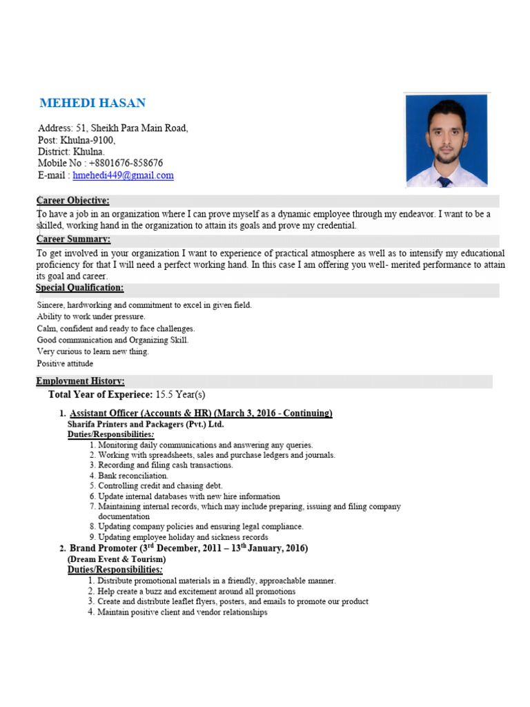 Mehedi Hasan CV 8474020230120175345 | PDF