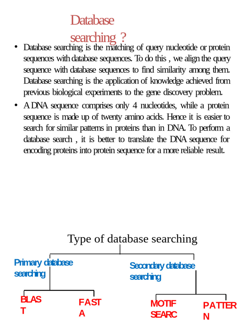 DNA and Protein Sequence Database Search | PDF | Sequence Alignment ...
