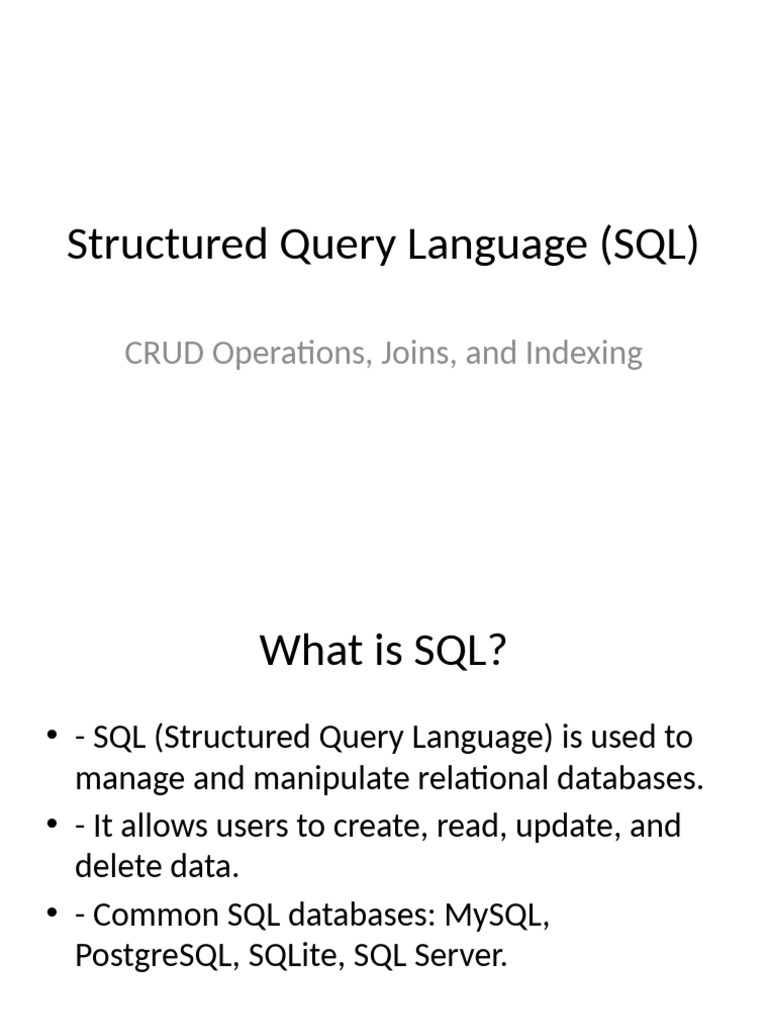 SQL Crud Joins Indexing 19 | PDF